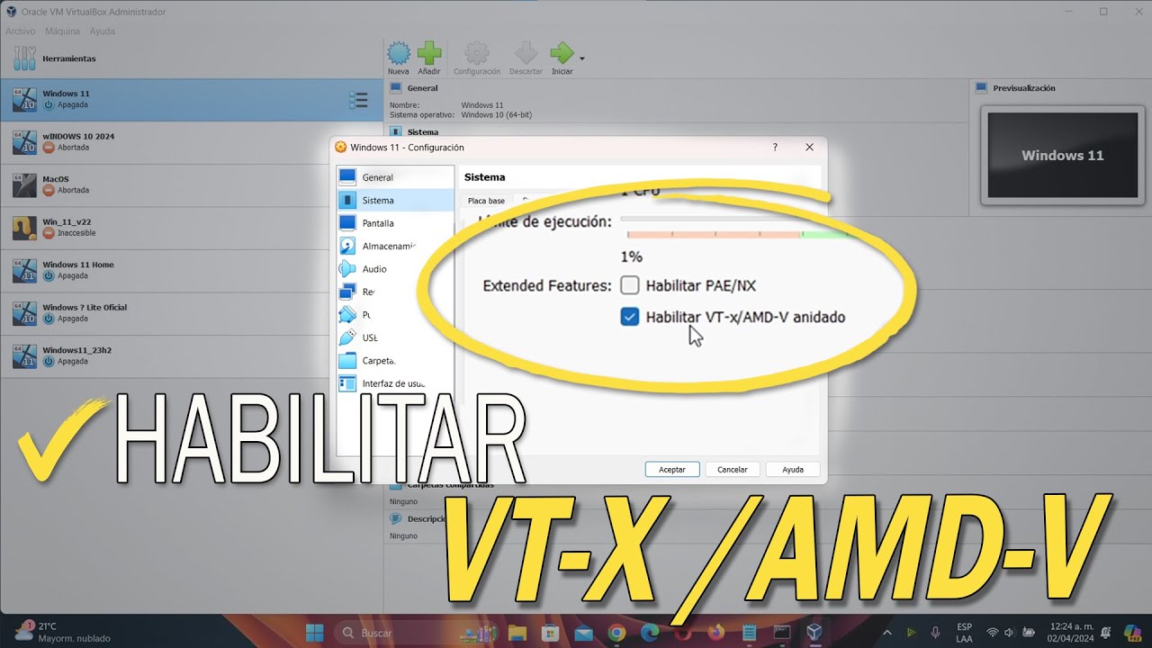 Cómo Habilitar VT-x/Amd-V anidado en VirtualBox - TecnoRed.org